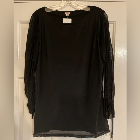 Reba | Tops | Nwt Reba Black Sheer Mesh Top L | Poshmark